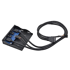 C-Zone 3.5" Floppy Bay High Speed 5 Gbps 20Pin 2 Port USB 3.0 Hub HD Audio 3.5mm Earphone Jack Mic Interface PC Front Panel Adapter