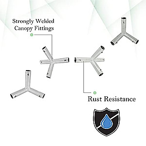 Simond Store Canopy Fittings Kit for 10’X 30’ Frame Slant Roof, Low Peak Connectors for Carport Frame Boat Shelter Outdoor Canopies Party Tents Garage Batting Cage Garden Shade