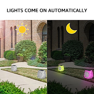 uuffoo Rock Speaker Outdoor Waterproof Solar & USB Charging with RGB Colors Bluetooth 5.0 Solar Bluetooth Speaker Outdoor Rock Speaker for Party Patio Pool Deck Yard Garden and Home (A)