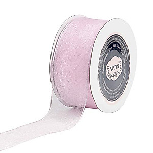 VATIN Christmas Ribbon Sheer Organza Wired Ribbon 1-1/2 inch 25 Yards ( 75Ft ) -Light Pink/Baby Pink ,Perfect for Making Bows and Wreaths