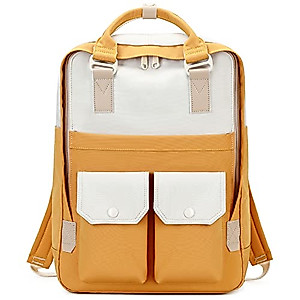 Scothen Backpack for Girls Middle School Bag 15.6 Inch Vintage Laptop Backpacks Anti Theft Work Backpack Cute Casual Daypack Large Travel Bookbags for Teen GIrls College High School Students (yellow)