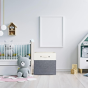 FinishingBo 13x13x13 Cube Storage Bins, Collapsible Fabric Storage Cubes Organizer , Foldable Large Storage Baskets for Nursery, Toys Organizing Closet, Shelf Cabinet（6Pack, White and Grey