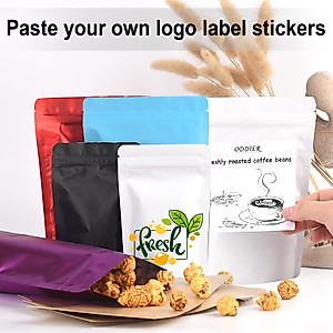 ODDIER 5.5"x7.8" 120pcs Mylar Bags for Food Storage,Smell Proof Bags Resealable Food Storage Bags for Small Business, Stand-up Foil Pouch Packaging Treat Snack Bags for Self Sealing(Black)