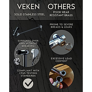 Veken High Pressure Rain Shower Head Combo with Extension Arm- Easy to Install Wide Rainfall Showerhead with 3 Water Spray Modes – Adjustable Dual Showerhead with Anti-Clog Nozzles