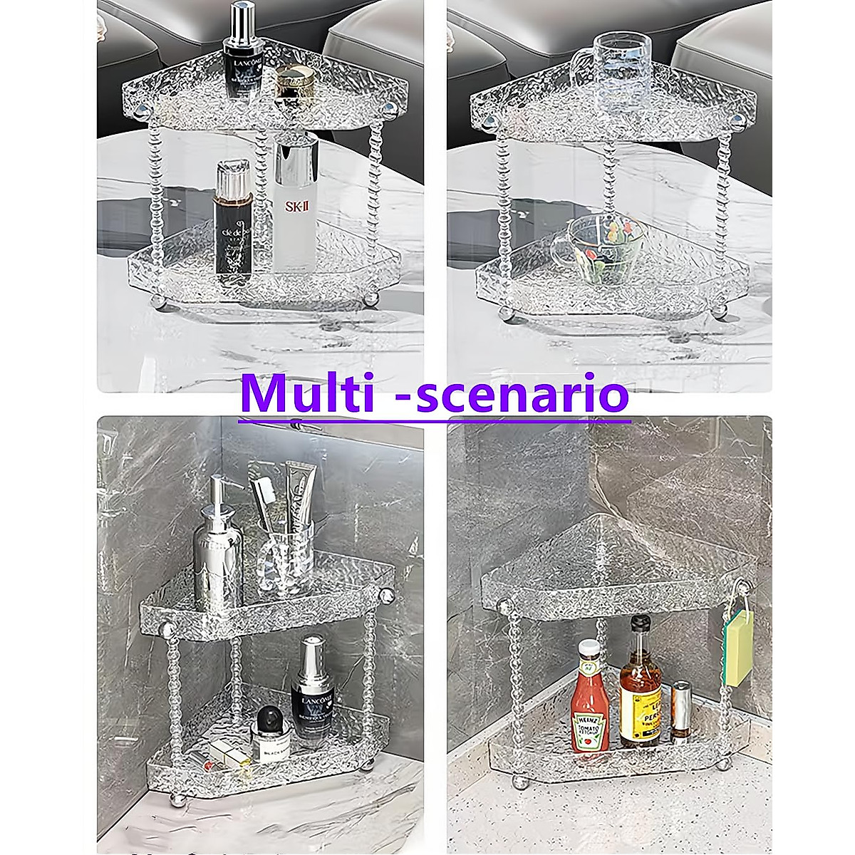 BEENIFIC Corner Bathroom Counter Organizer,Vanity Skincare Perfume Organizer Tray,Makeup Organizer Countertop,Bathroom Storage Corner Shelf