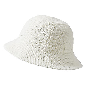 Bucket Hat for Women Handmade Crochet Hat Knitted Beanies Cute Strawberry Decoration Sun Hat for Vacation Traveling (US, Alpha, One Size, White)