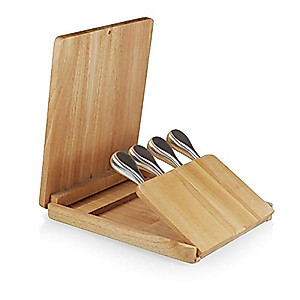 TOSCANA - a Picnic Time brand Asiago Cheese Board and Knife Set, Charcuterie Board Set, Wood Cutting Board with Cheese Knives, (Parawood)