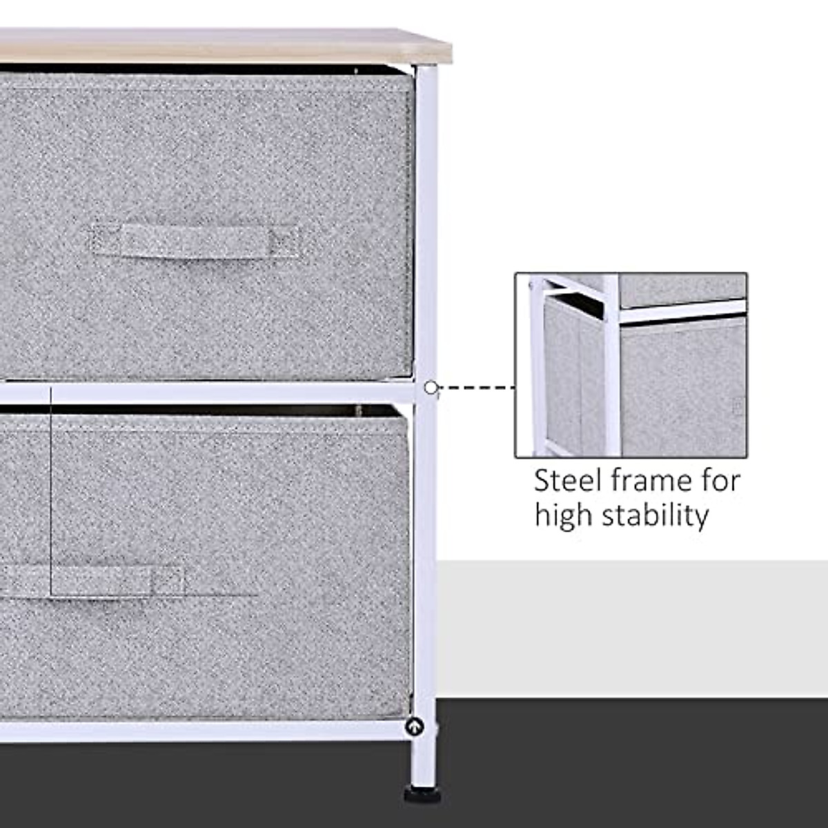 HOMCOM 40" L 5 Drawer Horizontal Storage Cube Dresser Unit Bedroom Organizer Livingroom Shelf Tower with Fabric Bins