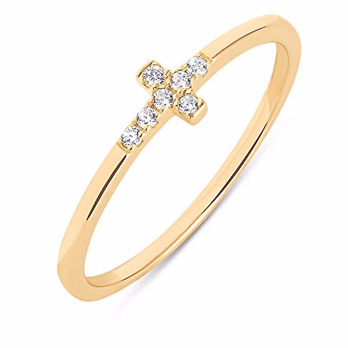 Milla Cross Rings for Women - 925 Sterling Silver Rings & 14K Gold Plated Rings - Christian Gifts for Women, Catholic Gifts, Religious Gifts for Women (14K Gold Plated, Size 7)