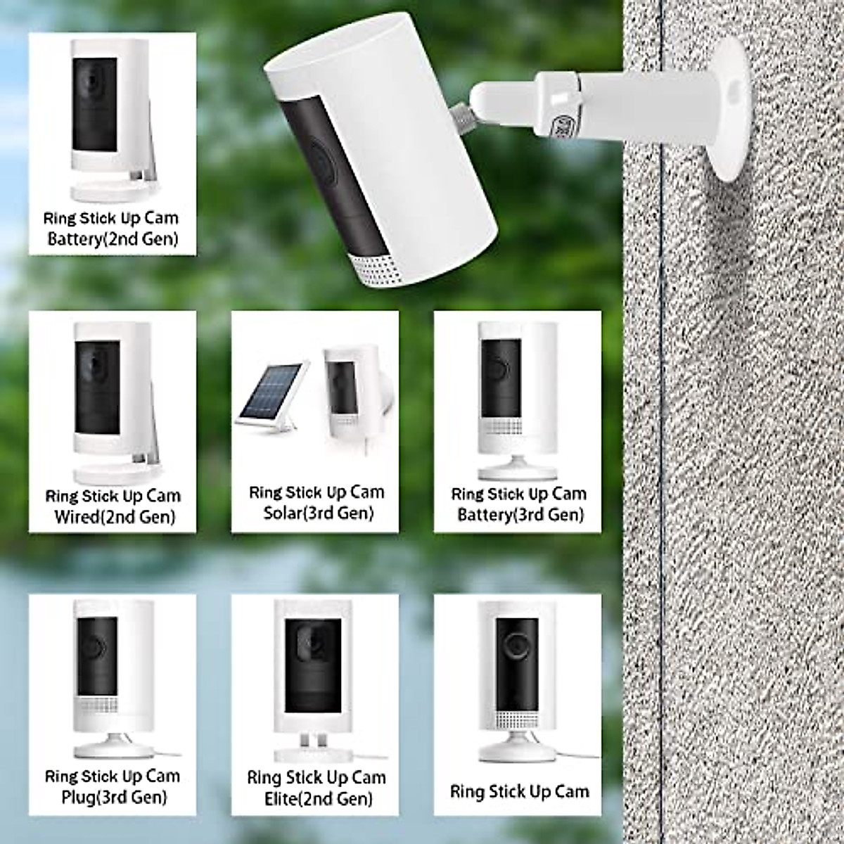 (Metal 2 Pack) 360 Degrees Adjustable Security Wall Mount for Ring Stick Up Cam/Ring Indoor Cam/Wyze Cam/Eufy Cam/Arlo Cameras, Fits All Cameras with Standard 1/4 Threaded Holes-White