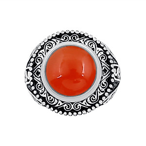 5, 78Cts Solitaire Natural Carnelian 925 Silver Plated Ring Size 6 For Women, Orange Stone July Birthstone Ring Jewelry Gift For Women Mom Wife