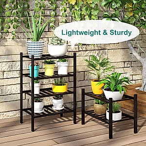 viewcare Black Small Shoe Rack for Entryway,2-Tier Bamboo Shoe Organizer for Hallway Closet, Free Standing Shoe Racks for Indoor Outdoor