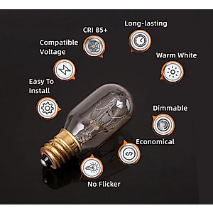 Moflekja Himalayan Salt Lamp Bulbs, T20 25W Original Replacement Long Lasting Incandescent Candelabra Light Bulbs E12 Socket, 120V 2700K Warm White, Pack of 12