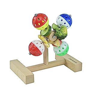 GUANLANT Foraging Bird Toys for Parrots, Budgie Toys, Rotating Bird Feeders Spinner Toys Parakeet Ball Bell Toys Birdcage Accessories Bird Food Treats Interactive Food Toys for Cockatiel Conures