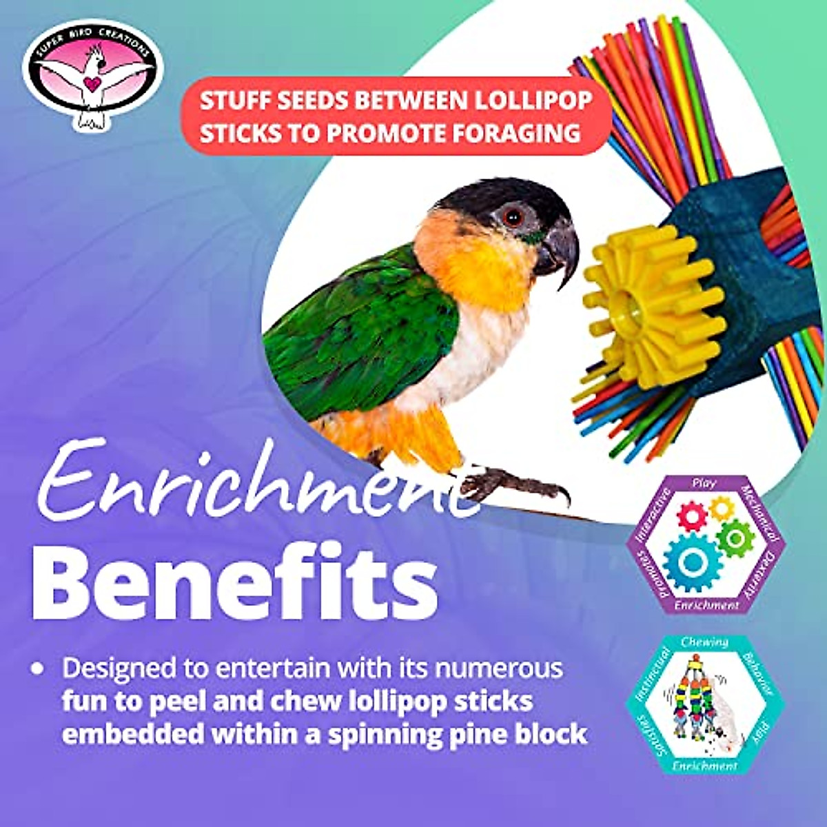 Super Bird Creations SB963 Twirl N' Whirl Bird Toy, Medium Bird Size, 6.5" x 4"