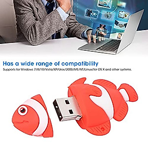 GOWENIC Cartoon USB Flash Drive Cute Red Clownfish Shape Design U Disk USB Memory Stick Thumb Drives Portable Data Storage Flash Drive Cartoon Drive Children (64GB)