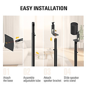 Mounting Dream Speaker Stands for Sonos Era 100, One, One SL, Play:1, Height Adjustable Up to 49.1", Set of 2 Surround Sound Speaker Stand with Cable Management, 13.2 LBS Loading MD5412