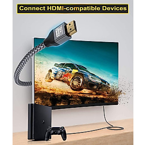 Basesailor 8K 60Hz HDMI Cable 10FT 2 Pack,48Gbps 7680P Ultra High Speed Cord for Apple TV,Roku,Samsung QLED,2.0 2.1,Sony Playstation,PS5,6FT,Xbox One Series X,eARC HDR HDCP 2.2 2.3,4K 120Hz 144Hz