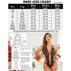 Avidlove Lingerie for Women Deep V Halter Lace Bodysuit Sexy One Piece Teddy Black X-Large