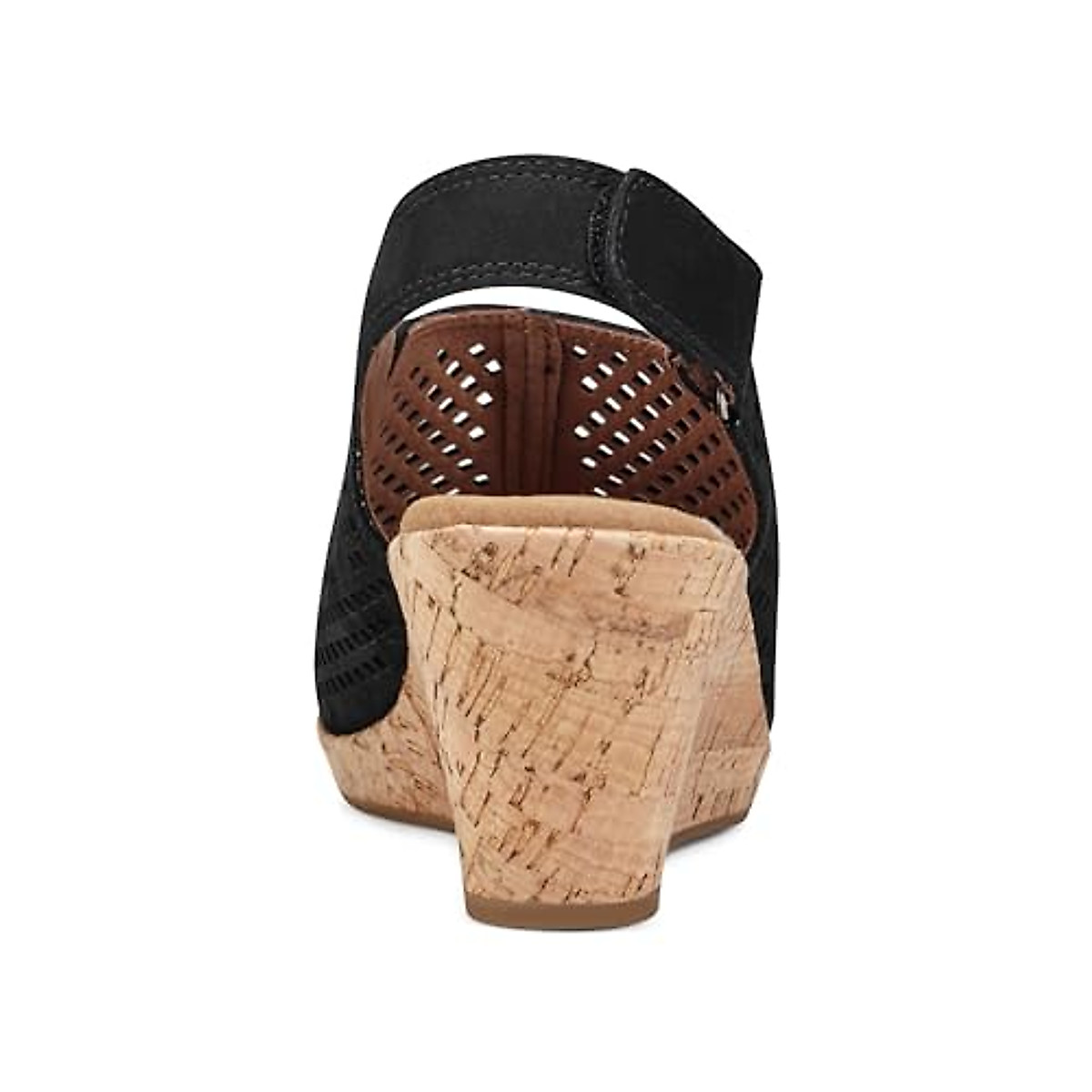 Rockport womens Briah Perf Sling Wedge Sandal, Black Nubuck, 9.5 US