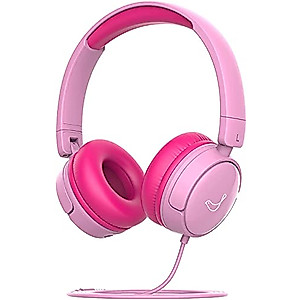 vinamass Kids Headphones, Toddler Headphones with Decorative Cat Ear, 85dB/94dB Safe Volume Limit, for Kids, Boys, Girls, Audio Sharing, Foldable Wired Children Headphones(Pink)