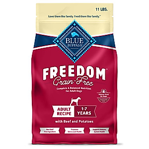 Blue Buffalo Freedom Grain-Free Dry Dog Food, Complete & Balanced Nutrition for Adult Dogs, Made in the USA With Natural Ingredients, Beef & Potatoes, 11-lb. Bag