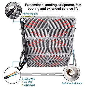 CHARON 300W LED Flood Light, 24000LM Super Bright Outdoor Security Lights with Wider Lighting Angle, 6000K Daylight White, IP66 Waterproof Outdoor Lighting for Garage, Garden, Lawn, Yard, Parking Lot