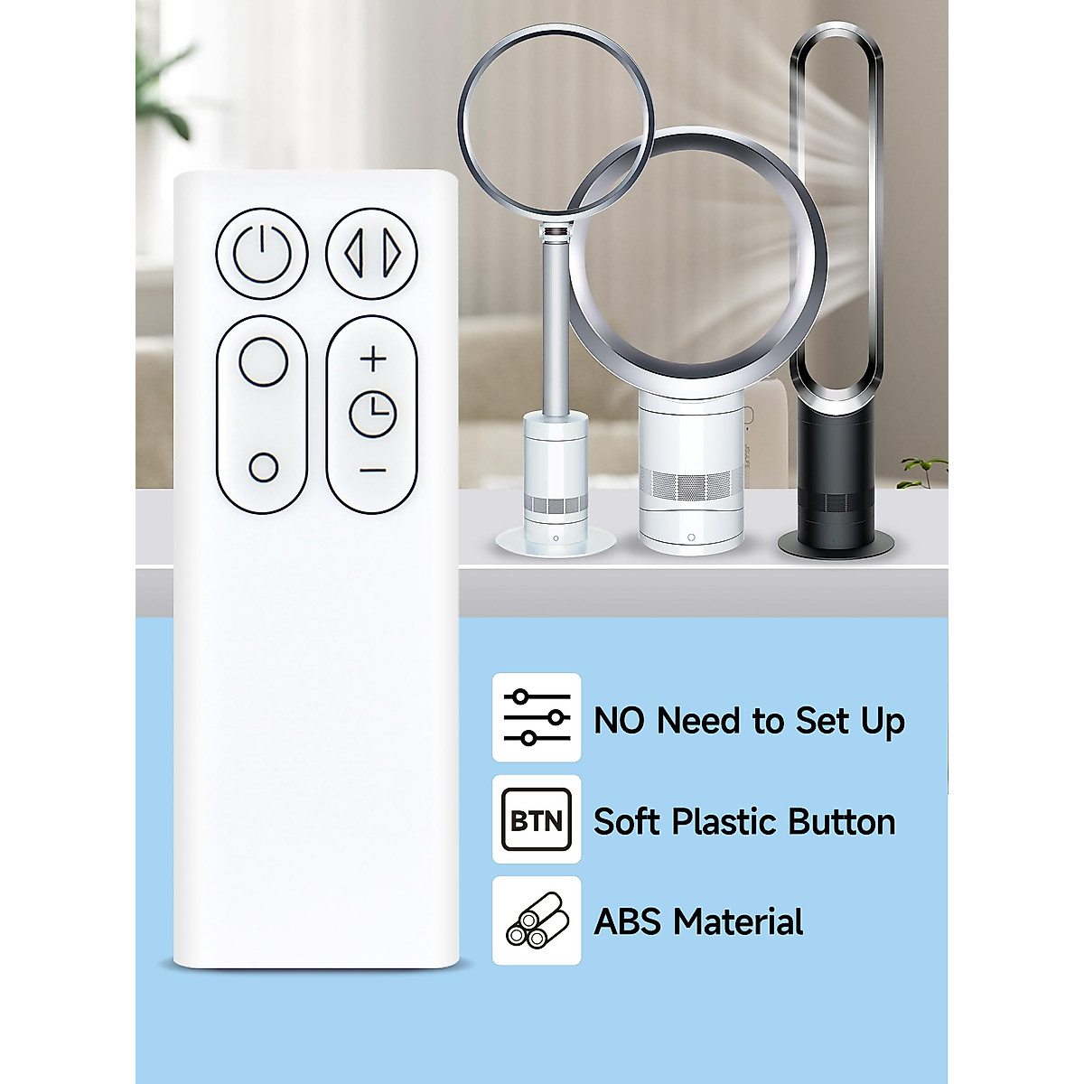 New Replacement Remote Only for Dyson Fan AM06 AM07 AM08, Part NO.965824-01 965824-02 - White