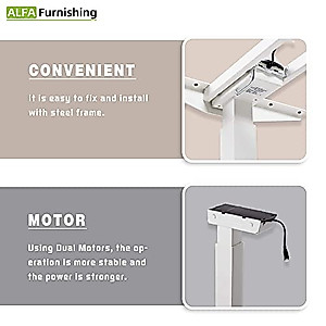 ALFA FURNISHING Quick Install Standing Desk Frame Dual Motor Electric Sit to Stand Desk Base Stand Up Desk Legs for 43-79 Inch Desktop, with 4 Pre-Set Memory (Frame Only)