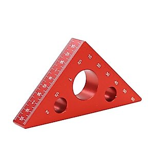 WEITARI Aluminum Alloy Triangle Ruler, 45 Degree Angle, DIY Woodworking Height Measuring Gauge, 65mm (Red)