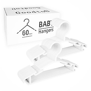 GoodtoU Plastic Kids Hangers, 60 Pack, White, Lightweight, Suitable for 0-6 Years, Holds Clothes and Organizes Closets