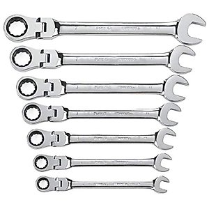 XtremepowerUS 7-Piece Flex-Head Ratcheting Combination Wrench Set, Wrenches with 72-Tooth, SAE 3/8" To 3/4" Set