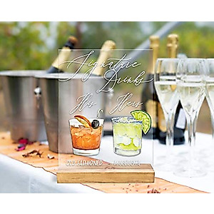 Signature Drink Sign for Wedding or Party Bar Menu Sign, Wedding Sign, Bar Sign His Hers Drinks Custom Drinks Sign Clear