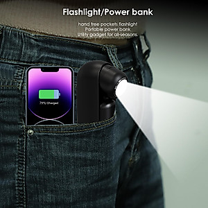 4 IN 1 Portable Handheld Fan,Personal Foldable Pocket Fan with Power Bank, USB Rechargeable Hand Fan with Flashlight,Small Table Fan, Mini Desk Lamp,Birthday Gifts for Men Women Mom Dad (Black)