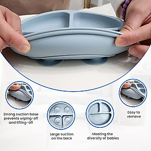 10 Piece Baby Feeding Set | 100% Food Grade Silicone | Non Slip | Suction Bowl and Plate | Self Feeding Utensils | Led Weaning Supplies | Microwave and Dishwasher Safe | 6+ Months