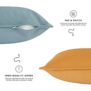 MONDAY MOOSE Decorative Throw Pillow Covers Cushion Cases, Set of 4 Soft Stonewashed Velvet Modern Designs, Mix and Match for Home Decor, Pillow Inserts Not Included (18x18 inch, Green/Orange)