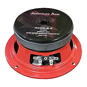 American Bass USA Bass Hawk65 6.5'' Midrange Midbass Car Speaker with Grill, 500W, 4 Ohm