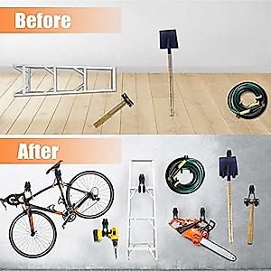 Steel Garage Storage Utility Double Hooks, Heavy Duty Hangers Wall Mount Holder U Hook Garage Organizer for Power Tools, Bikes, Ladders, Ropes, Hoses, Bulk Items Storage