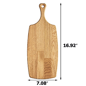 Cutting Board - 17x7 Inches Large Cheese Board with Handle - 20 mm Thin Cutting Board - Edge Grain Oak Cutting Board - Long Charcuterie Board - Wooden Serving Platter - Chopping Board for Kitchen