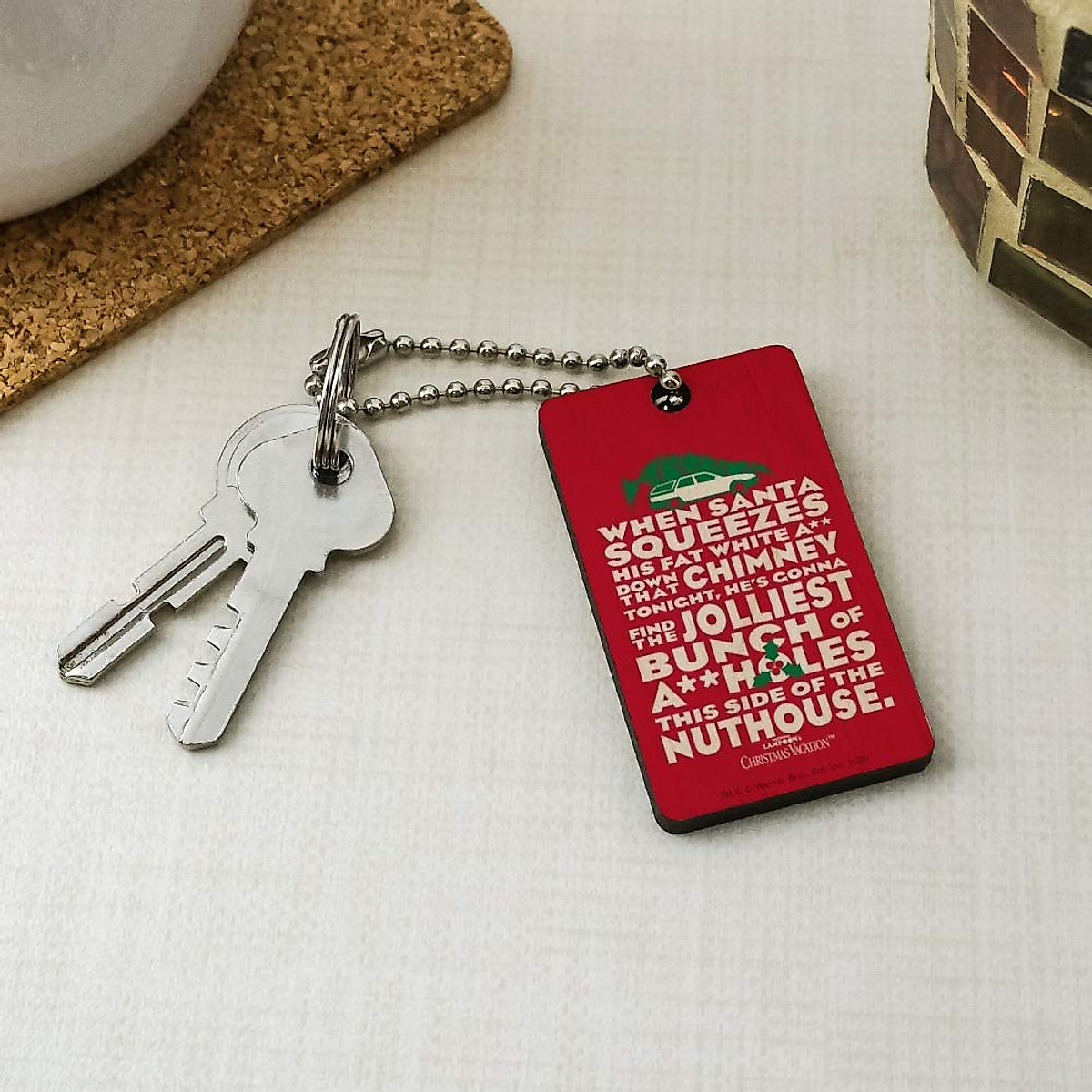 GRAPHICS & MORE National Lampoon's Christmas Vacation Jolliest Bunch Wood Wooden Rectangle Keychain Key Ring
