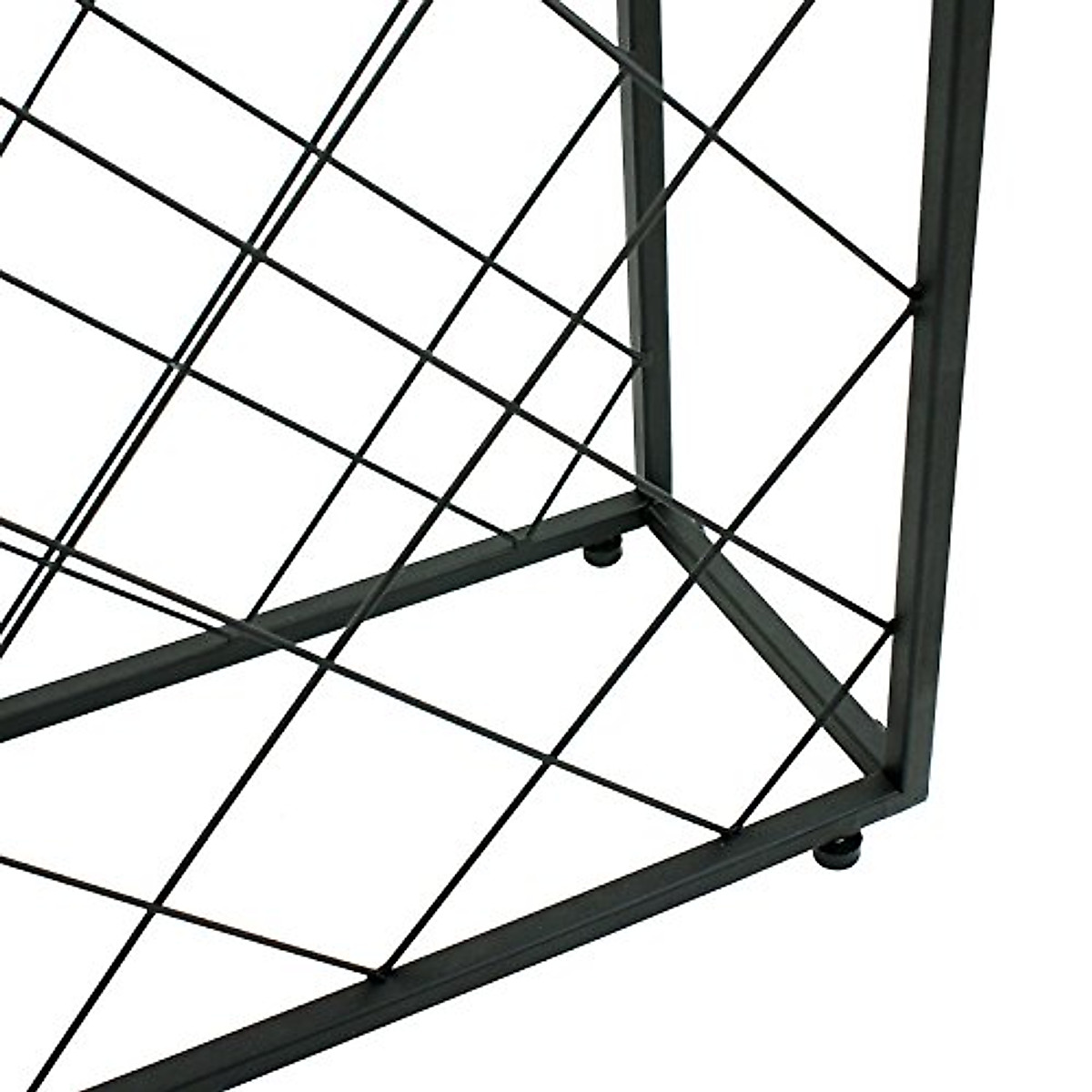 Smartxchoices 32 Bottle Wine Rack Table Heavy Duty Glass Finish Top Free Standing Floor Metal Wine Bottle Holder Storage Organizer Display Shelf Wobble-Free