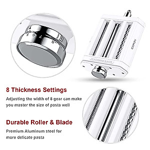 Pasta Attachment for Kitchenaid Mixer Cofun 3 in 1 Kitchen Aid Pasta Maker Assecories Included Pasta Sheet Roller, Spaghetti Cutter, Fettuccine Cutter