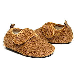 SLEVEL Comfort Toddler Slippers Lightweight Little Kids Indoor Non Slip Grip Winter Fuzzy Warm House Floor Home Shoes for Boys Girls (S191006Brown23)