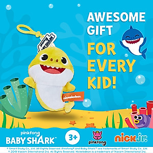 Baby Shark Coin Purse Set – Set of 3 Baby Shark Plush Toys, Including Baby, Grandma, & Grandpa Shark – Washable Polyester with Zipper – Party Favors and Gifts by PMI, 6.2 in., 3 Pack, Ages 2+