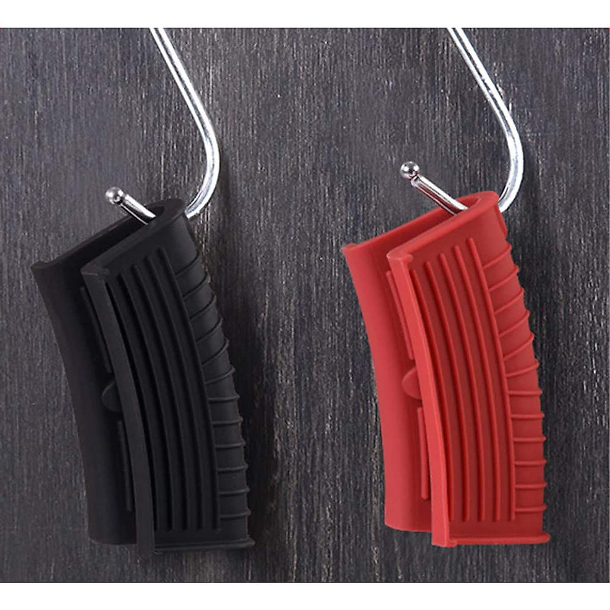 HZMM 4 Pack Silicone Hot Handle Holder, Assist Pan Handle Sleeve Pot Holders Cast Iron Skillets Handles Grip Covers Nonslip Heat Resistant for Pots Enameled Casserole Metal Frying Pans Cookware, Red