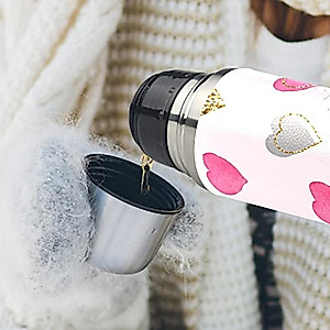 Heart Vacuum Insulated Water Bottle Stainless Steel Thermos Flask Travel Mug Coffee Cup Double Walled 17 OZ