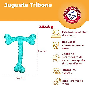 Arm & Hammer Ora-Play T-Bone Dental Chew Toy for Dogs | Best Dog Chew Toy For the Toughest Chewers | Reduces Plaque & Tartar Buildup Without Brushing, Peanut Butter Flavor