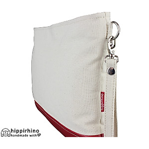 Natural Cotton Crossbody Wristlet Clutch Eco-Friendly Vegan Faux Leather Bag Phone Tablet Case Detachable Strap Unbleached Raw Canvas Fabric (Red)