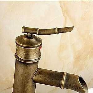 Kitchen Taps Kitchen Tap Faucet Sink Faucet Antqiue Brass Bamboo Waterfall Sink Faucet Single Lever Deck Bathroom Toilet Mixer Tap Faucet