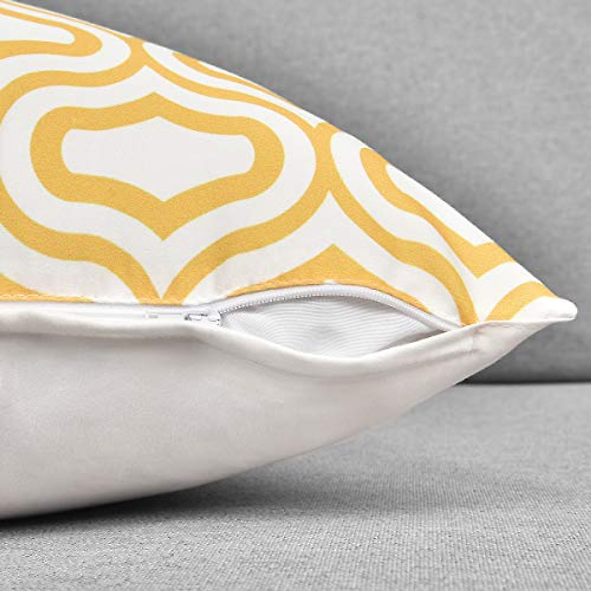 Yastouay Throw Pillow Covers Set of 6 Modern Decorative Throw Pillow Cases Geometric Pillow Covers Cushion Covers for Couch Sofa Bedroom Car (Yellow and White, 18 x 18 Inch)